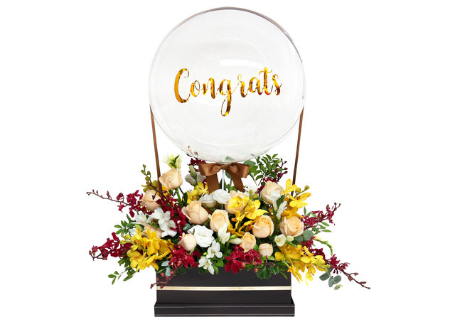 Order Flowers in Box - Grand Opening Flower Basket With Balloon BF01 ...