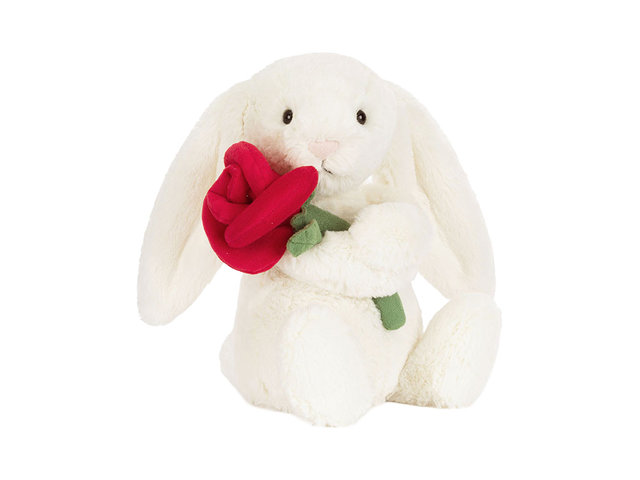 Teddy Bear n Doll - Jelly Cat Cream Bunny with Rose - TJ0112A2 - Give ...