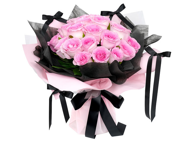 Valentines Day Flower n Gift - Valentine's 18 Pink Rose Bouquet with ...