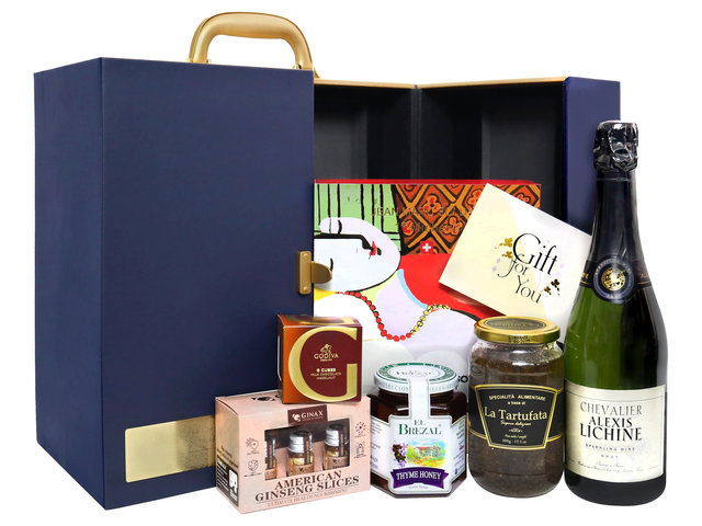 Wine n Food Hamper - Premium Fine Wine And Food Gift Leather Box with ...